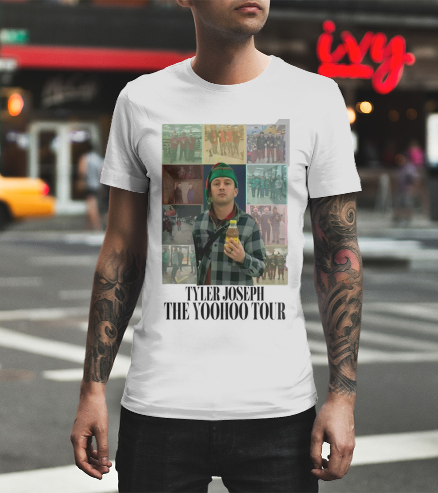 Eggtyler Tyler Joseph Yoohoo Tour Getränkflasche Elf Hemd Karo Holzfäller Look 2023 Collage T-Shirt