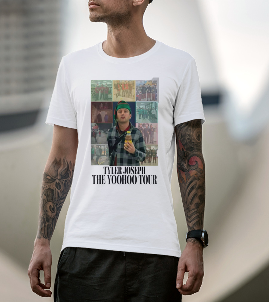 Eggtyler Tyler Joseph Yoohoo Tour Getränkflasche Elf Hemd Karo Holzfäller Look 2023 Collage T-Shirt