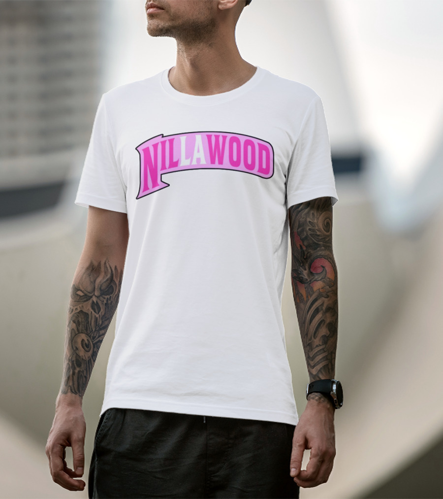 Nilla Allin Nillawood Pink Arch Text T-Shirt