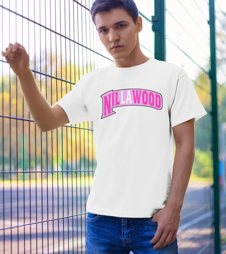 Nilla Allin Nillawood Pink Arch Text T-Shirt