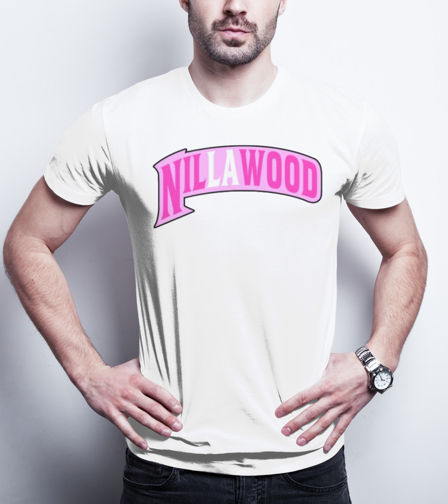 Nilla Allin Nillawood Pink Arch Text T-Shirt