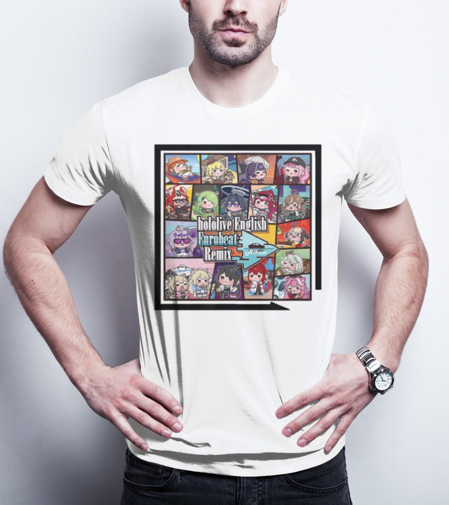 Hololive English Eurobeat Remix Album Characters Compilation T-Shirt