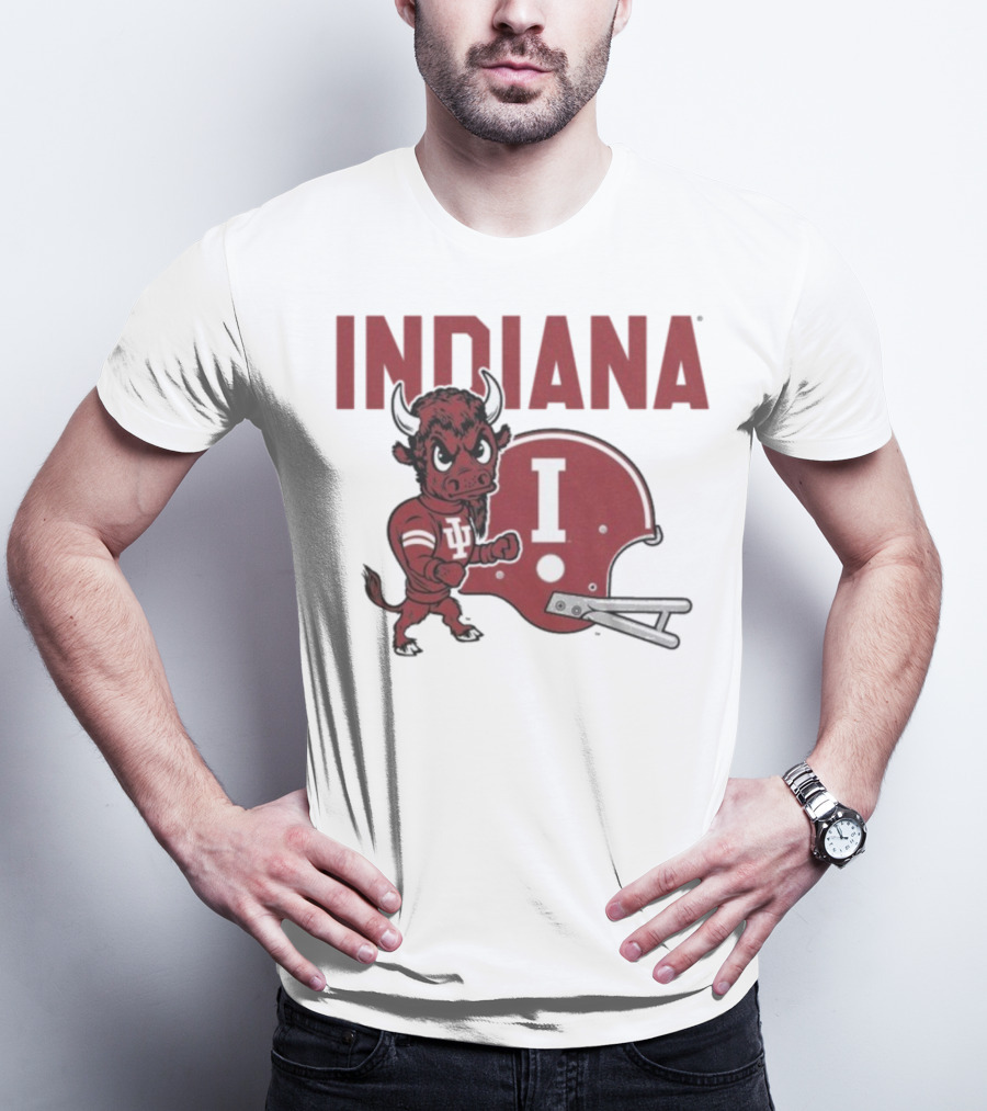 Indiana Hoosiers Bison Mascot And Football Helmet T-Shirt