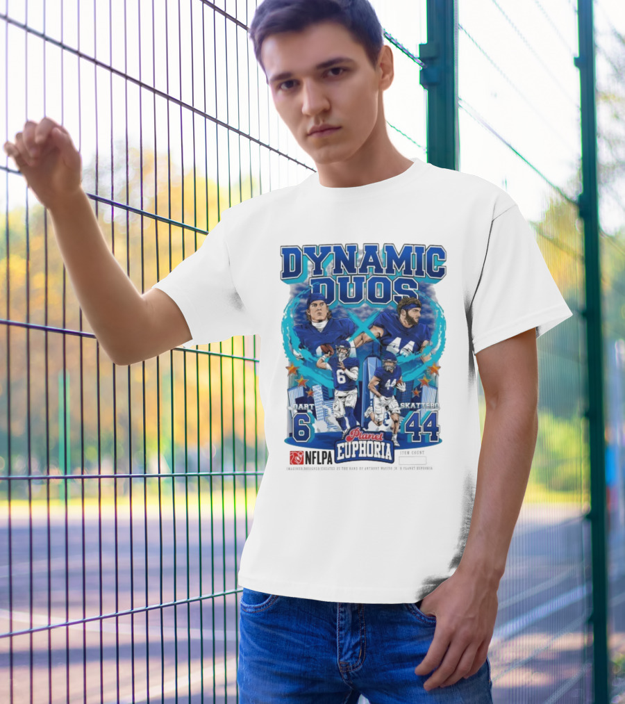 Dynamic Duos Jaxson Dart Cam Skattebo Planet Euphoria New York Giants T-Shirt