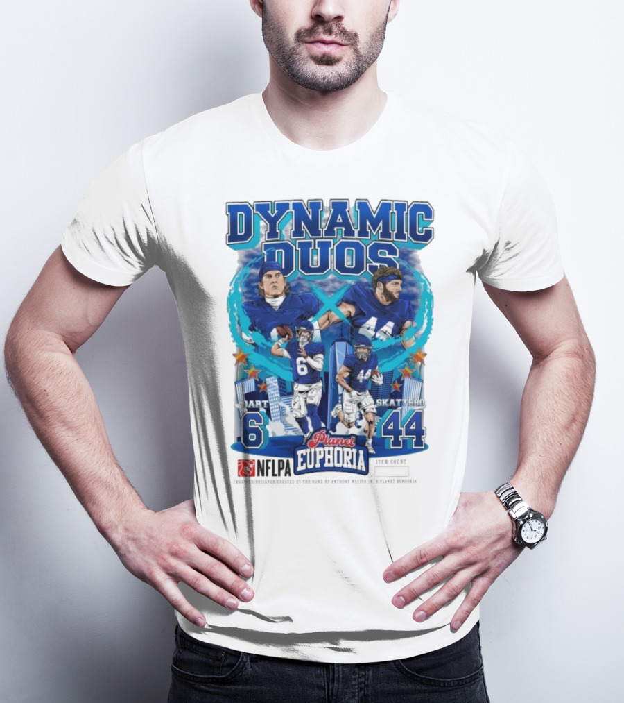 Dynamic Duos Jaxson Dart Cam Skattebo Planet Euphoria New York Giants T-Shirt