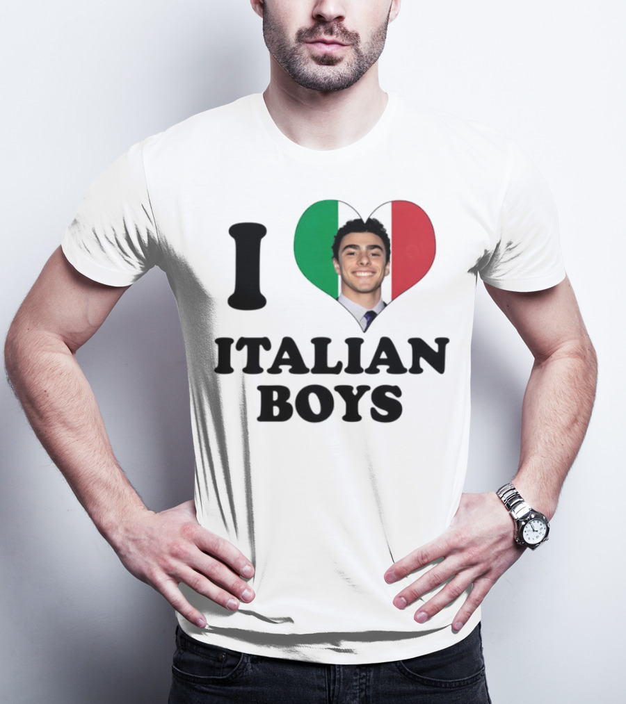 Luici Mangione I Love Italian Boys Heart Italy Flag T-Shirt