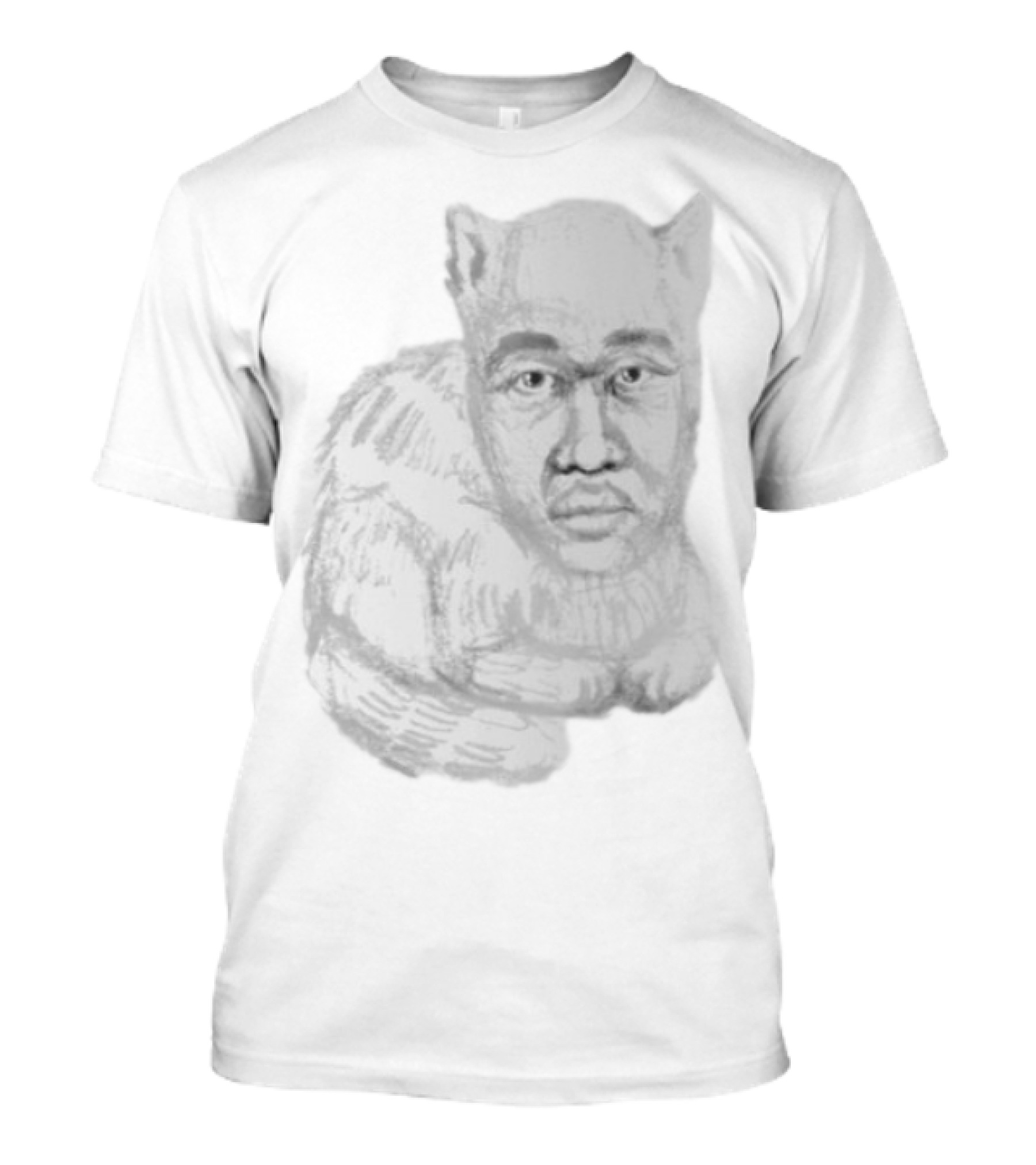 Mcfreakery Cat With Human Face Sketch T-Shirt