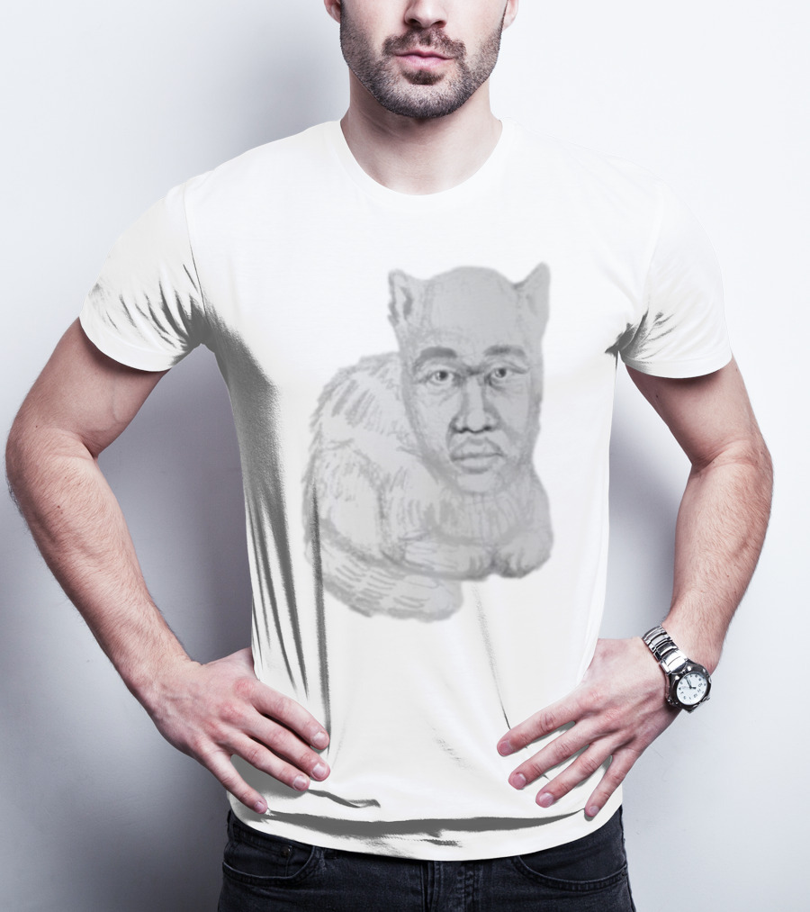 Mcfreakery Cat With Human Face Sketch T-Shirt