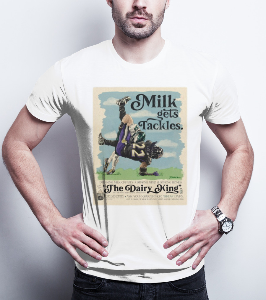 Milk Gets Tackles The Dairy King Strong Bones Mind T-Shirt