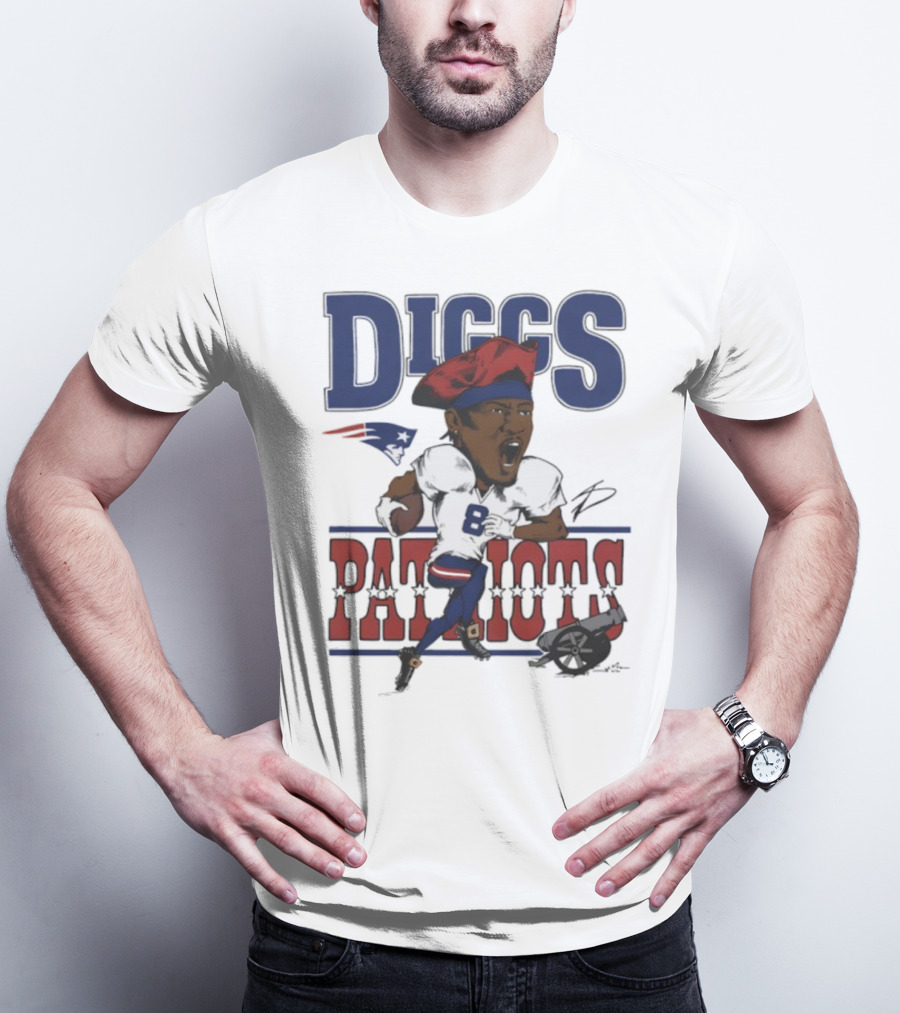New England Patriots Diggs Signature Football Art T-Shirt
