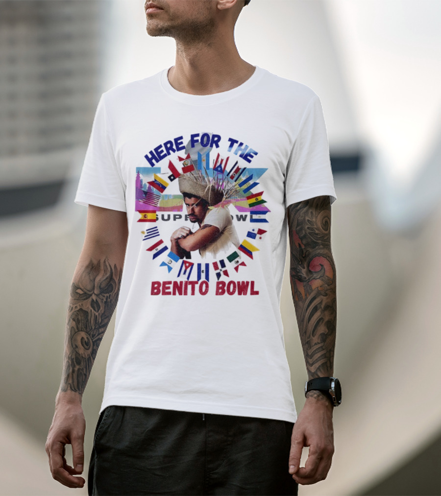 Here For The Benito Bowl Super Bowl Flag Circle T-Shirt