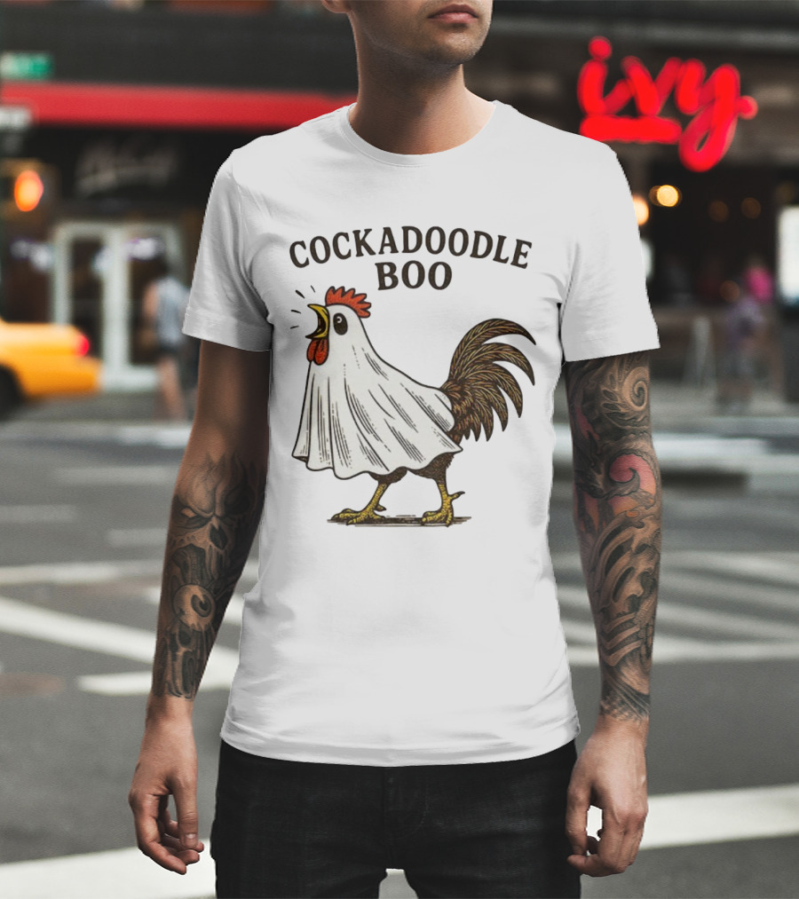 Cockadoodle Boo Ghost Rooster Halloween 2025 T-Shirt