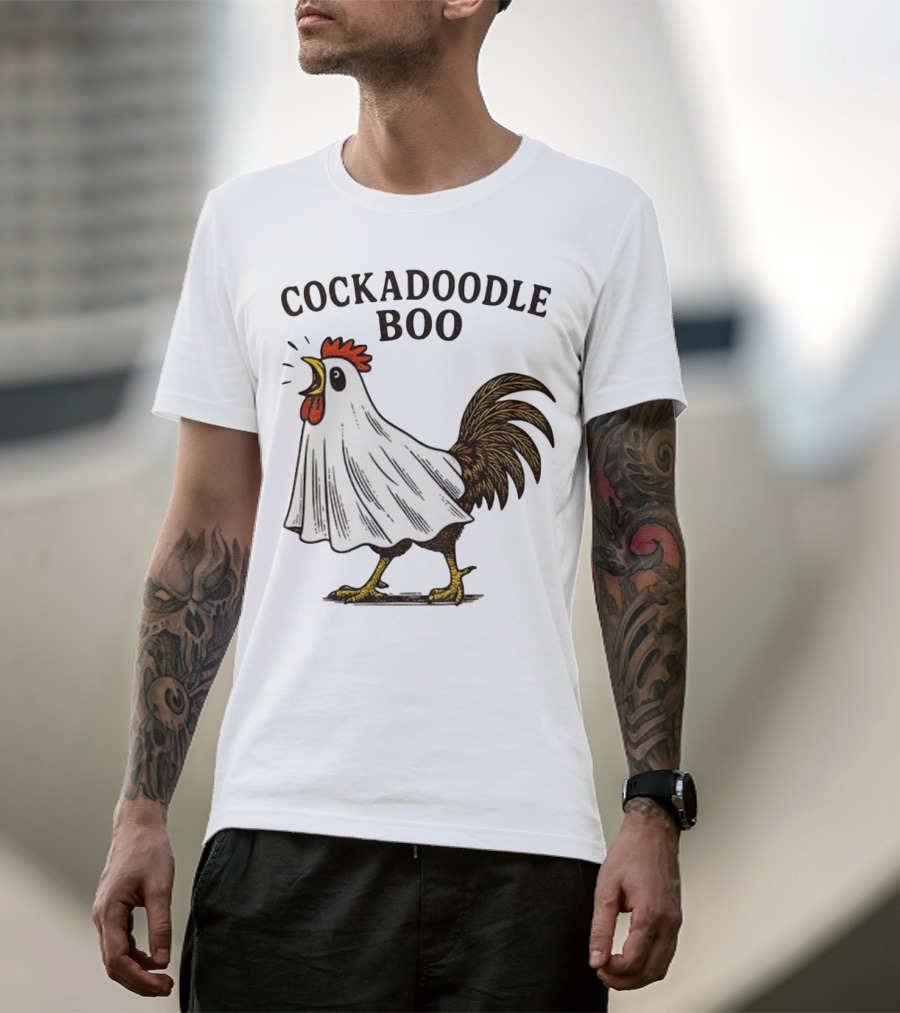 Cockadoodle Boo Ghost Rooster Halloween 2025 T-Shirt