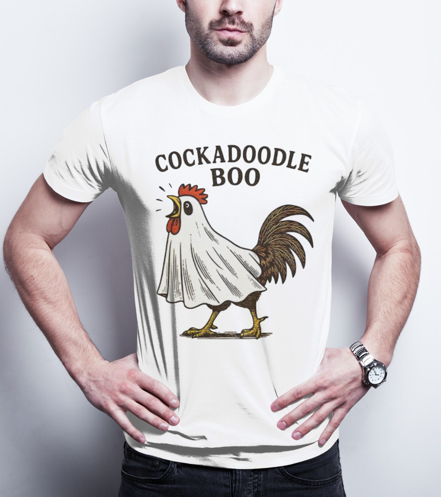 Cockadoodle Boo Ghost Rooster Halloween 2025 T-Shirt