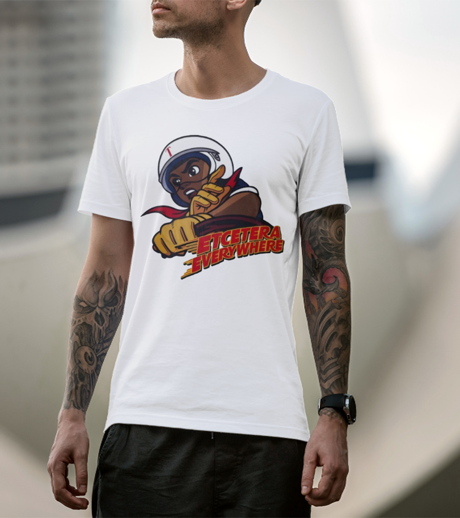 Etcetera Everywhere Racing Style Graphic With Determined Character T-Shirt