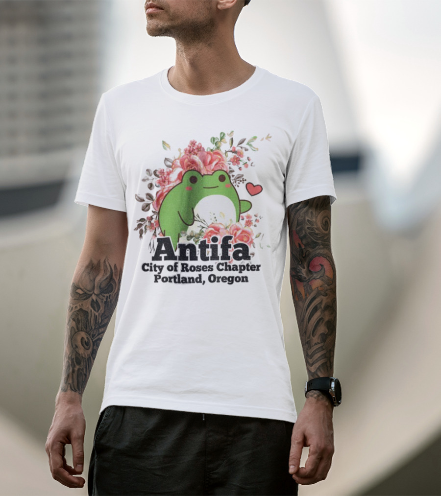 Antifa City Of Roses Chapter Portland Oregon Frog Protest Symbol T-Shirt