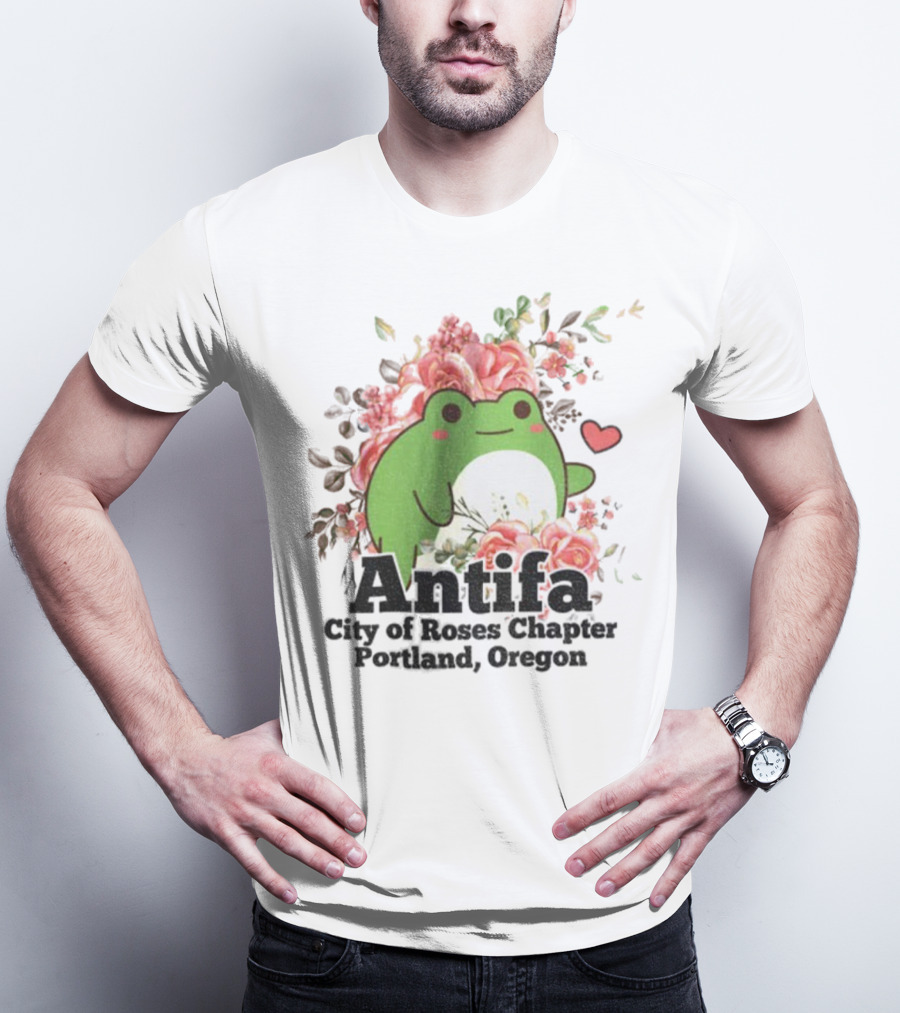 Antifa City Of Roses Chapter Portland Oregon Frog Protest Symbol T-Shirt