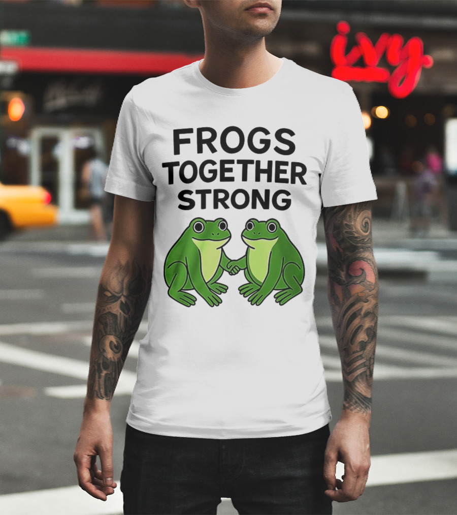 Frogs Together Strong Funny Holding Hands Unity T-Shirt