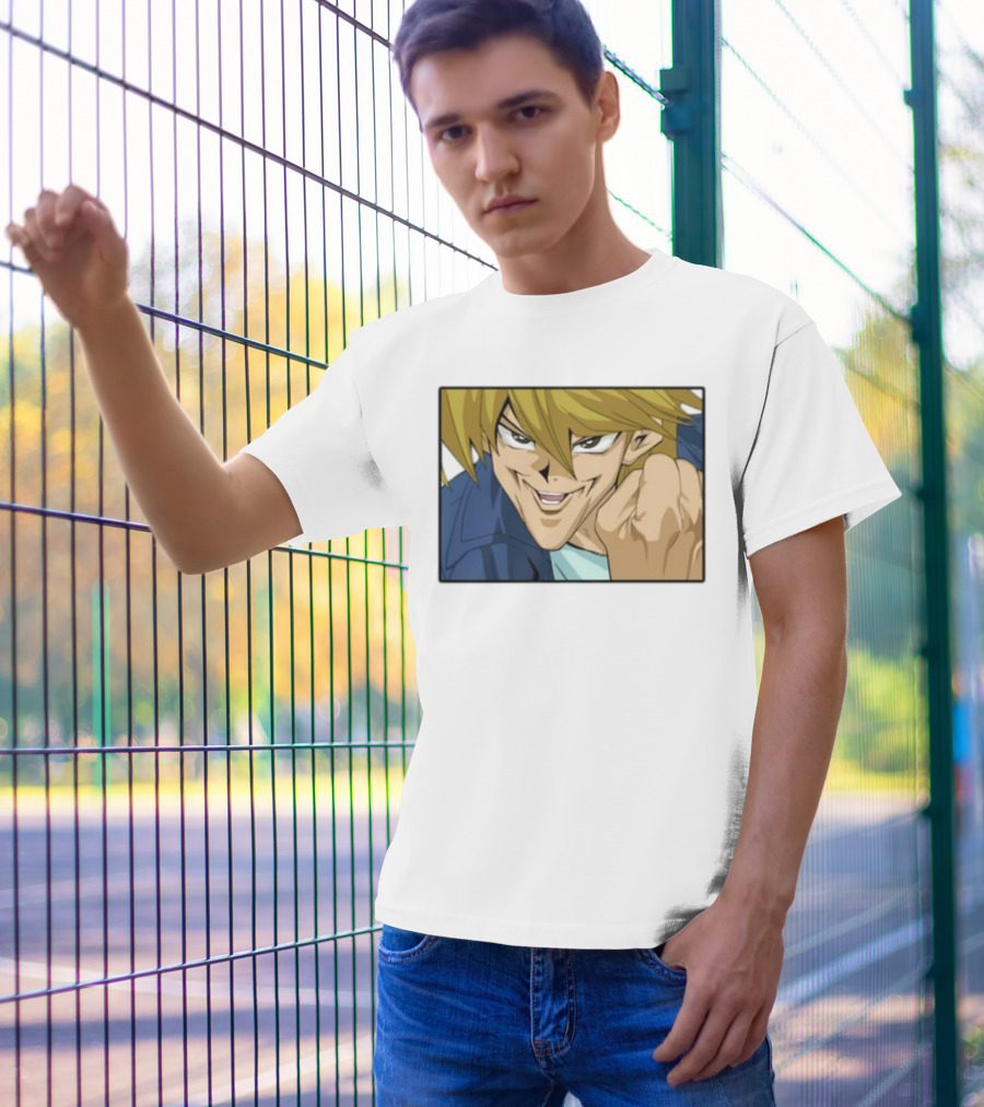 Joey Wheeler Anime Character Fist Pump Enthusiastic Expression T-Shirt
