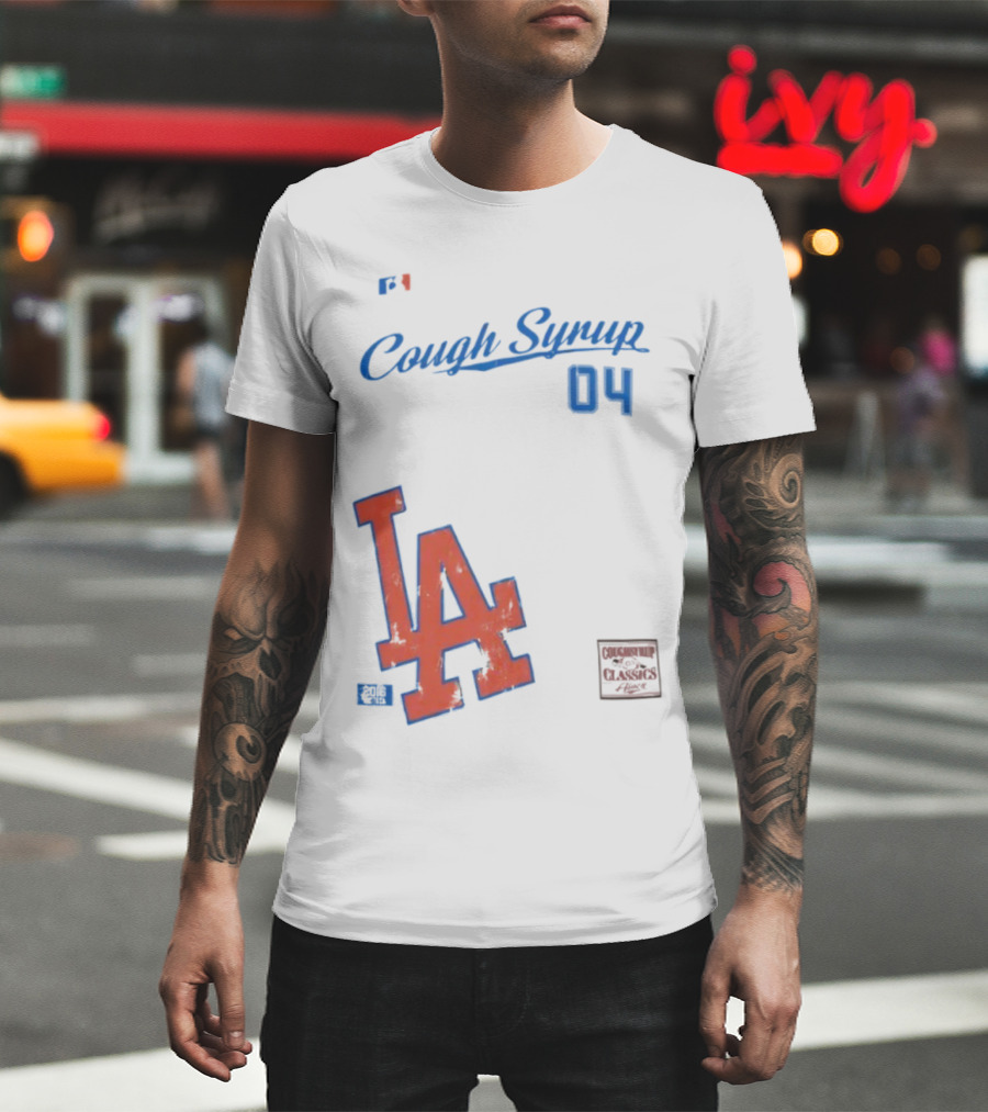 Cough Syrup 04 Los Angeles Dodgers LA Logo Baseball T-Shirt