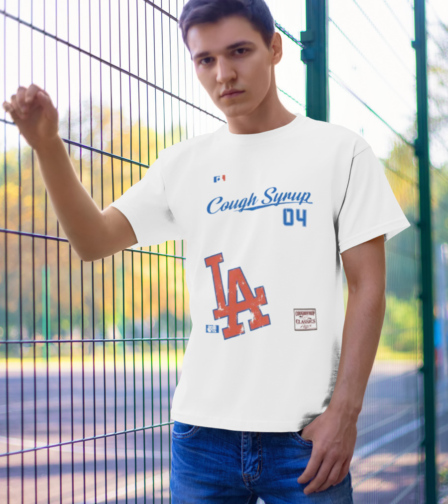 Cough Syrup 04 Los Angeles Dodgers LA Logo Baseball T-Shirt