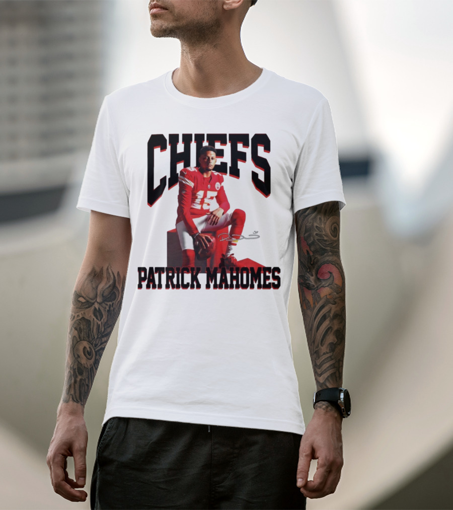 Patrick Mahomes Chiefs Signature Football Number 15 Kansas City T-Shirt