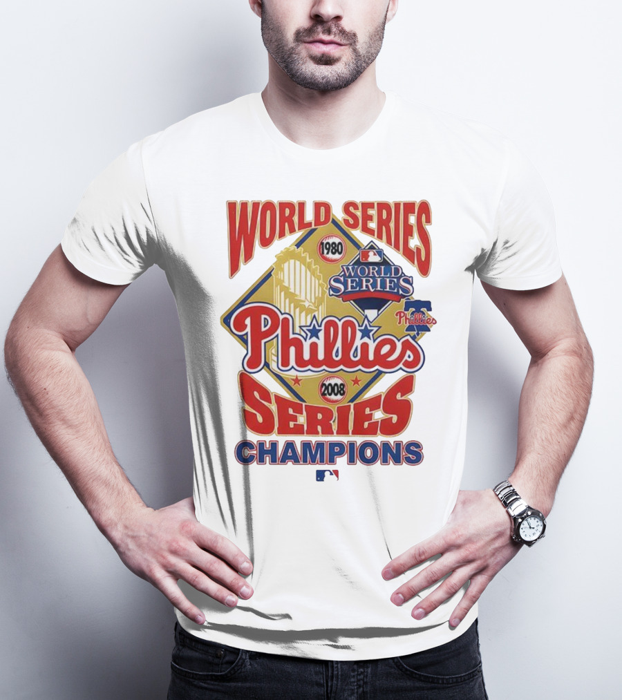 Philadelphia Phillies 1980 2008 World Series Champions Logo MLB T-Shirt