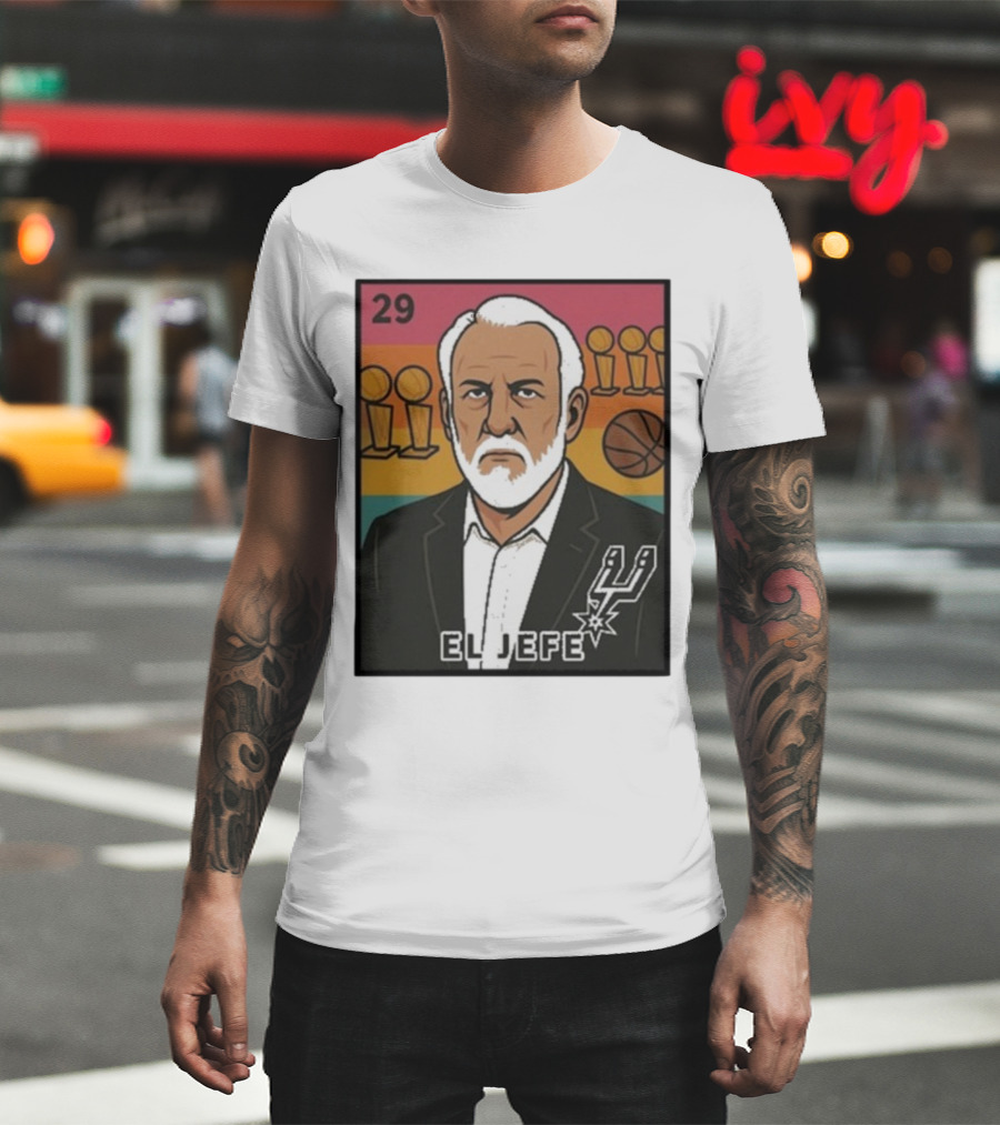 Porvida Popovich El Jefe San Antonio Spurs 29 Trophy T-Shirt