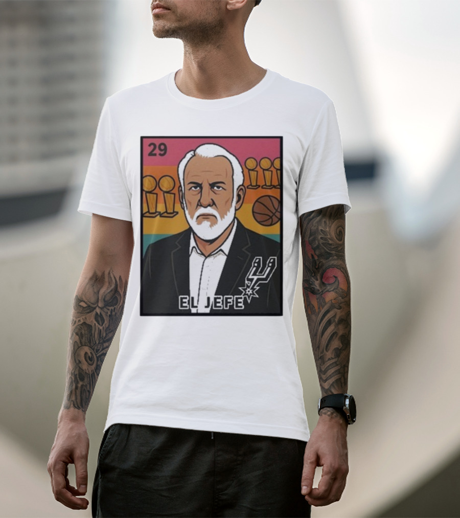 Porvida Popovich El Jefe San Antonio Spurs 29 Trophy T-Shirt