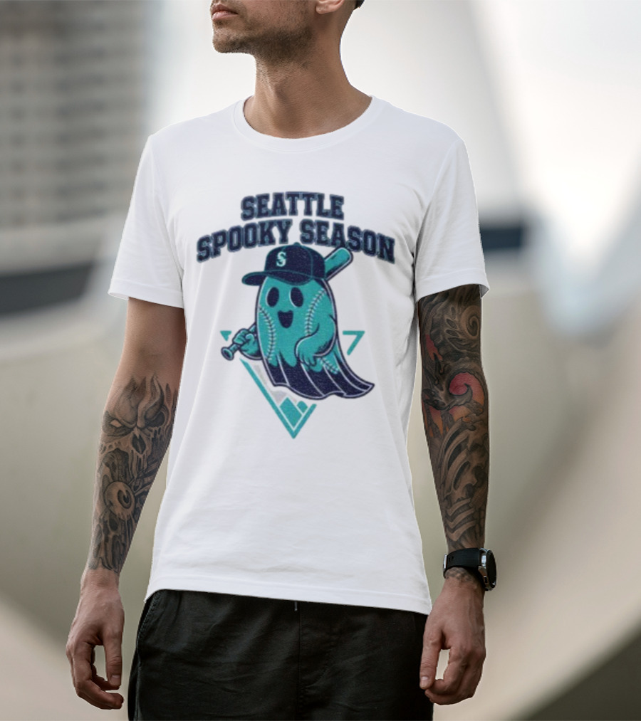 Seattle Mariners Spooky Season Ghost Halloween Baseball T-Shirt