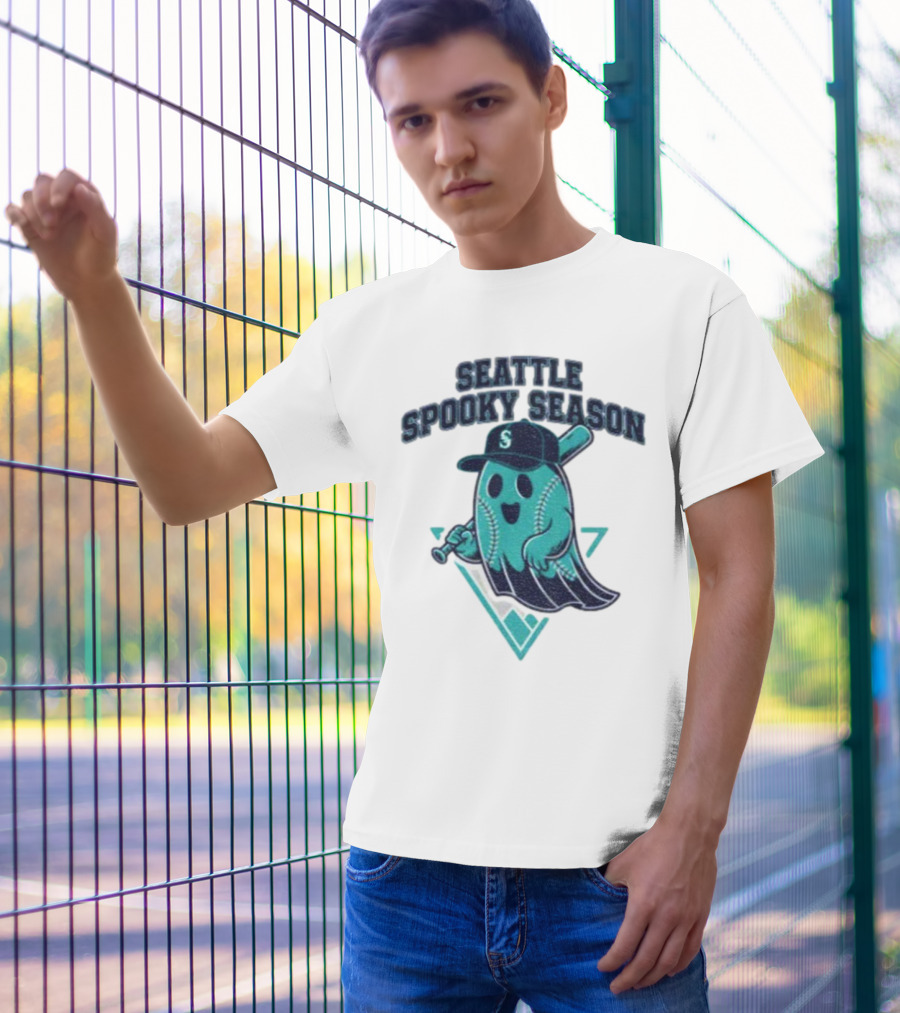 Seattle Mariners Spooky Season Ghost Halloween Baseball T-Shirt