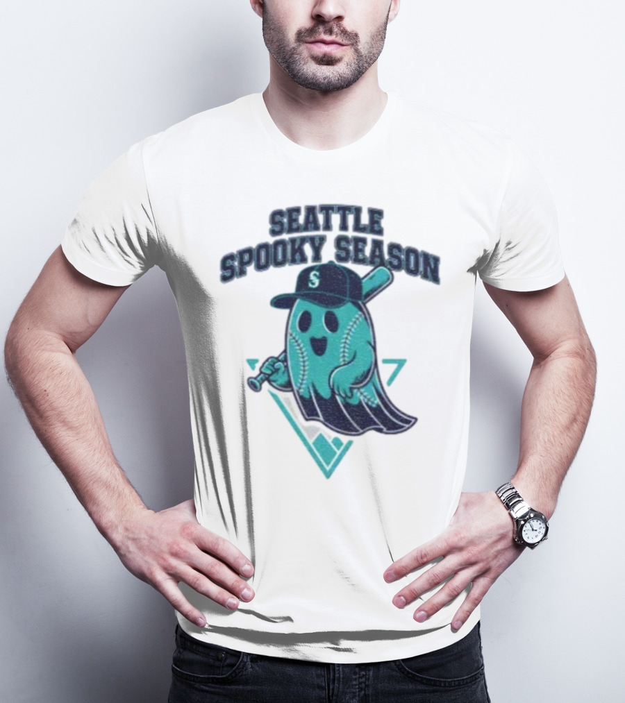 Seattle Mariners Spooky Season Ghost Halloween Baseball T-Shirt