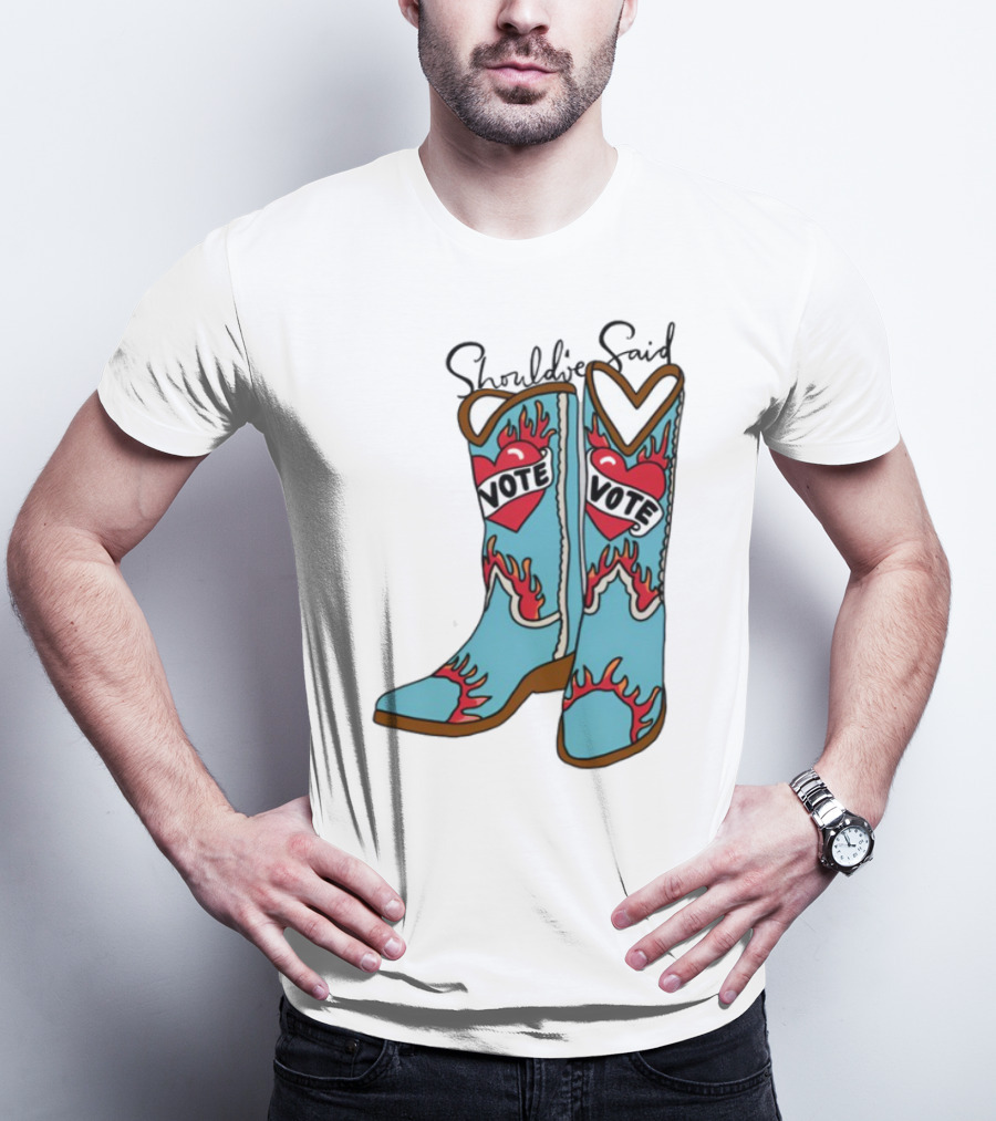 Should've Said Vote Boots Heart Flame Design T-Shirt