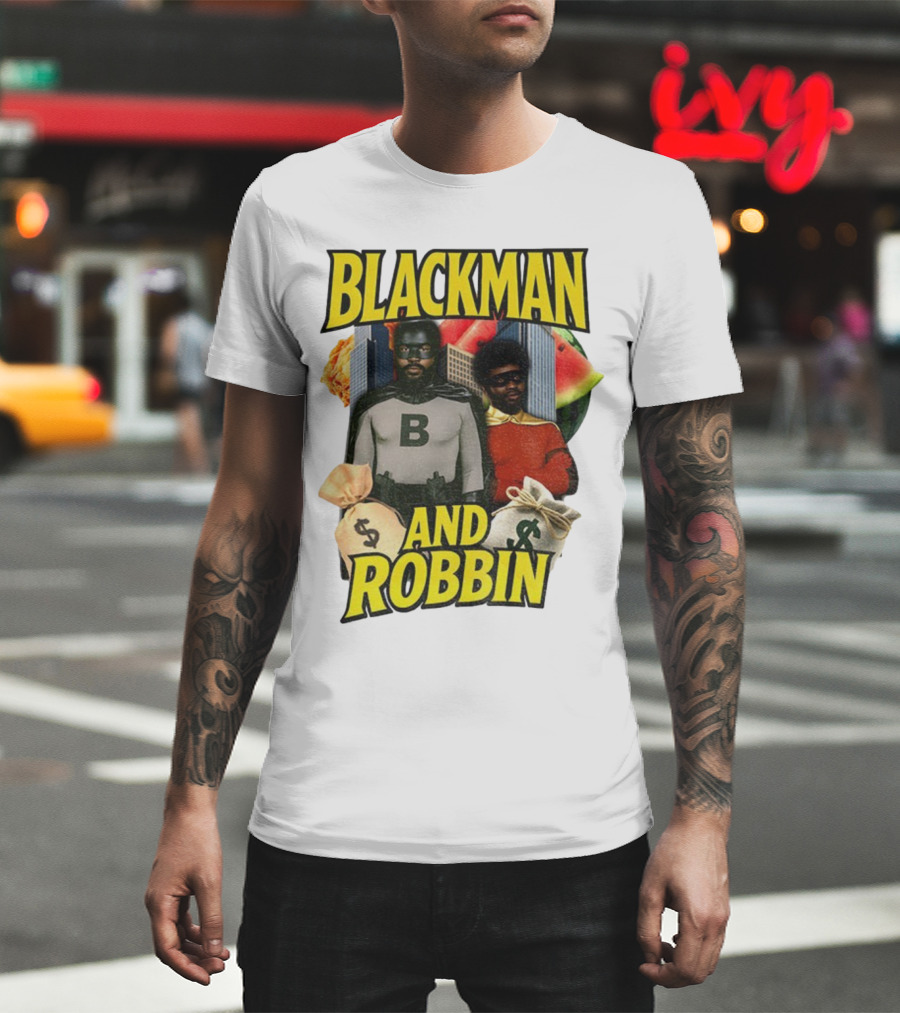 Blackman And Robbin Urban Twist Iconic Duo Bold Parody T-Shirt