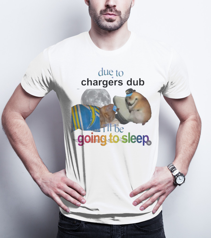 Chargers Dub Cats Sleeping Under Moon Going To Sleep T-Shirt