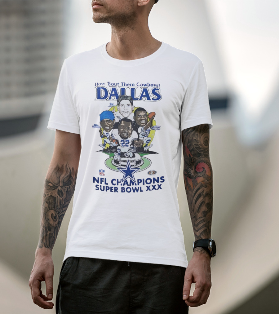 How Bout Them Cowboys Dallas NFL Champions Super Bowl XXX Smith Aikman Irvin Stars T-Shirt