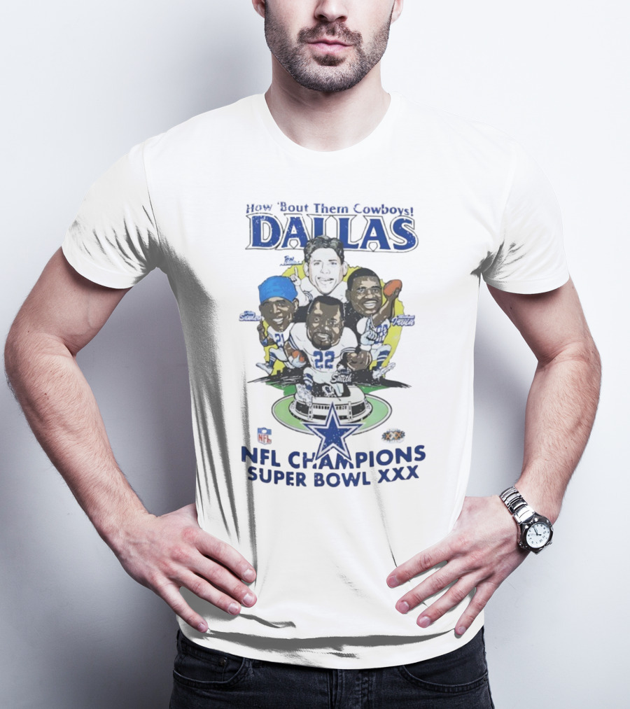 How Bout Them Cowboys Dallas NFL Champions Super Bowl XXX Smith Aikman Irvin Stars T-Shirt