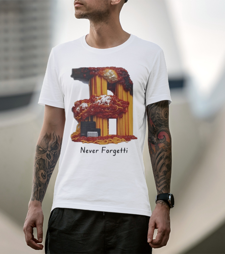 Never Forgetti Spaghetti 9/11 Memory Loss Awareness T-Shirt