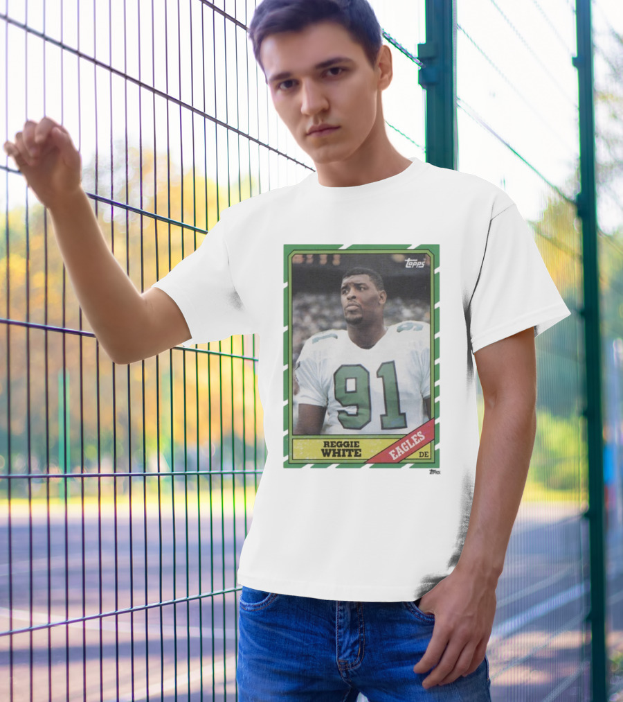 Topps Reggie White 91 Philadelphia Eagles DE Trading Card T-Shirt