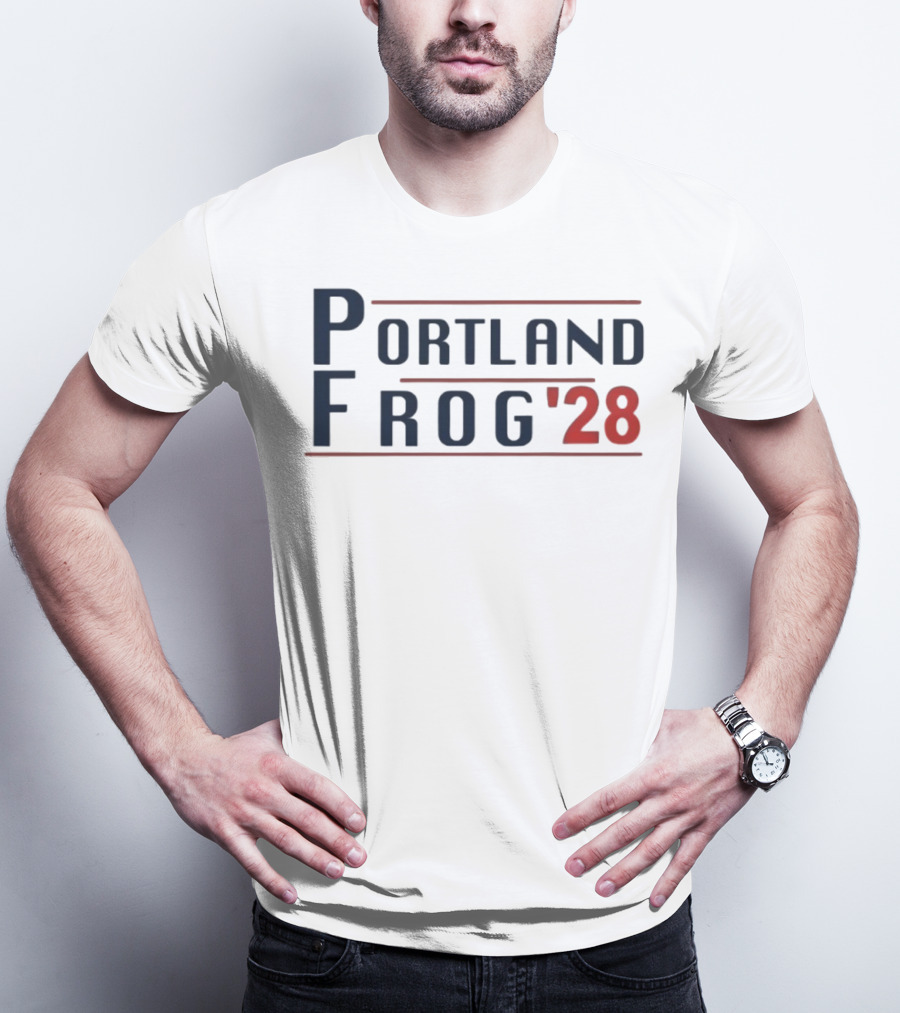 Portland Frog '28 Election Style Bold Campaign Typography T-Shirt