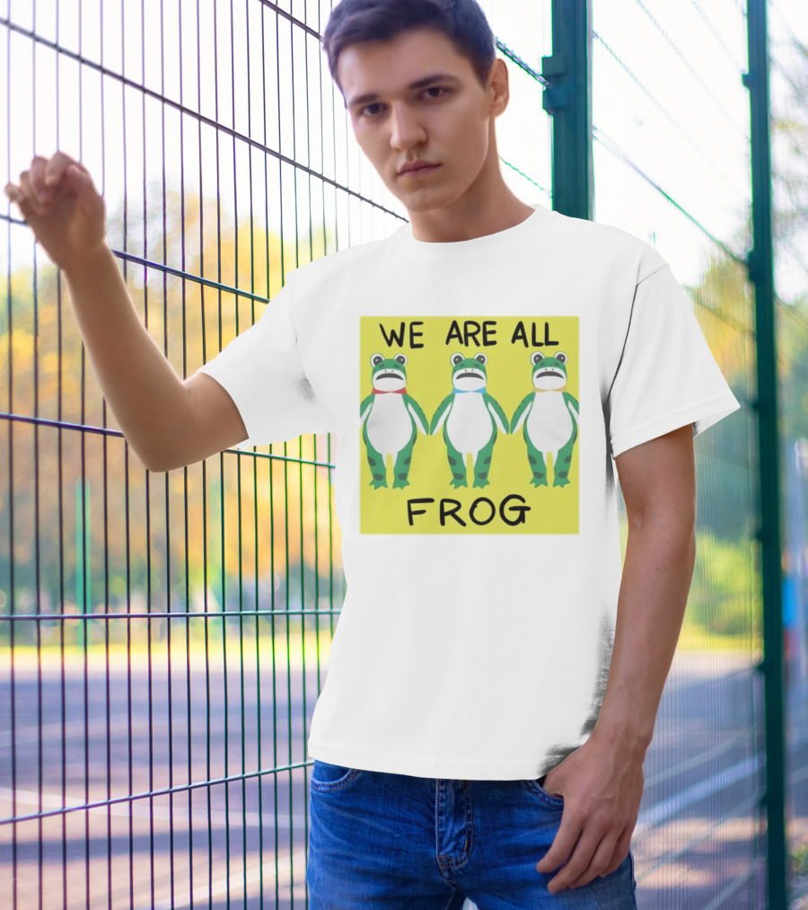 Portland Frog We Are All Frog Trio Colorful Cartoon Style T-Shirt