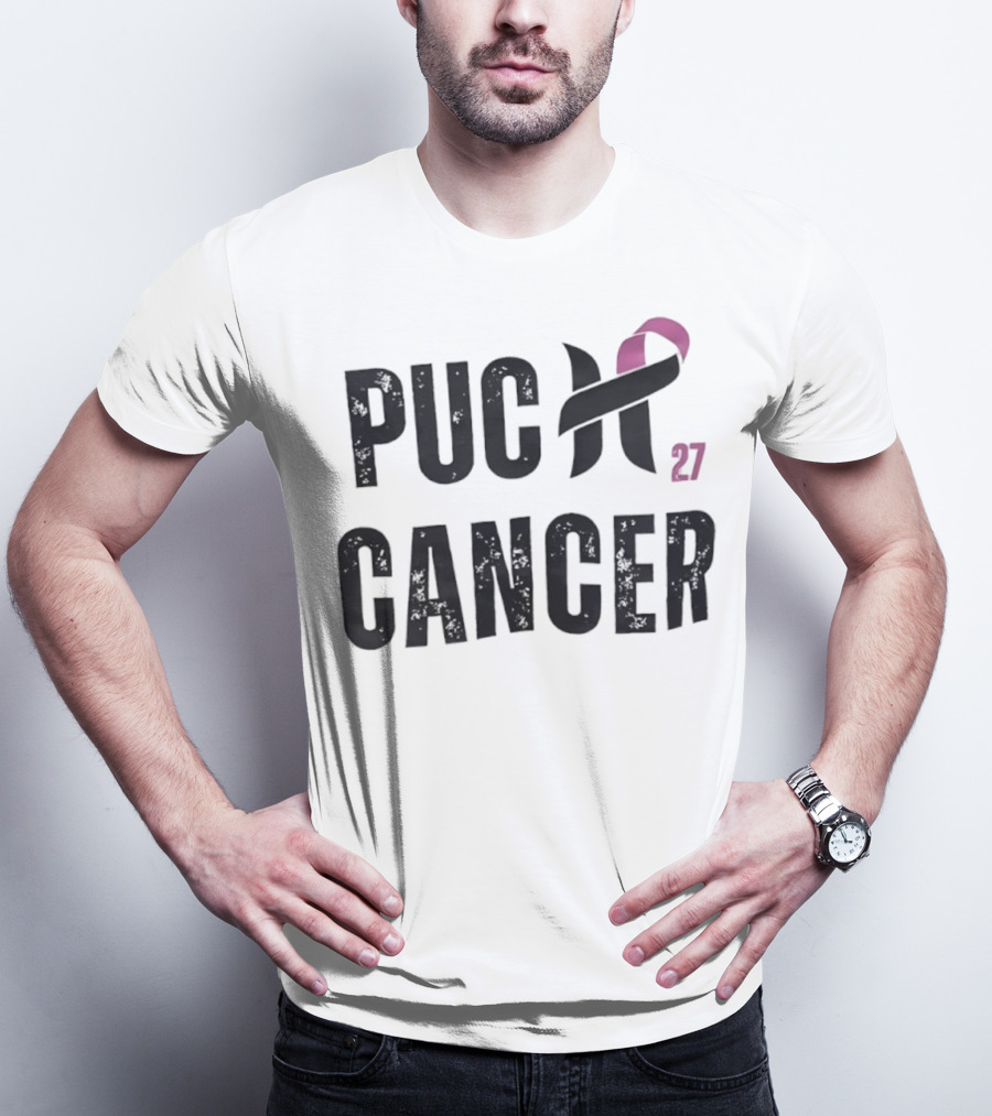 Puck Cancer 27 Hockey Ribbon Awareness T-Shirt