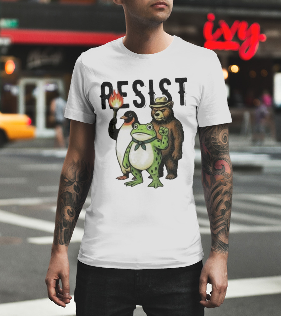 Resist Portland Frog Penguin Bear Abolish Ice T-Shirt