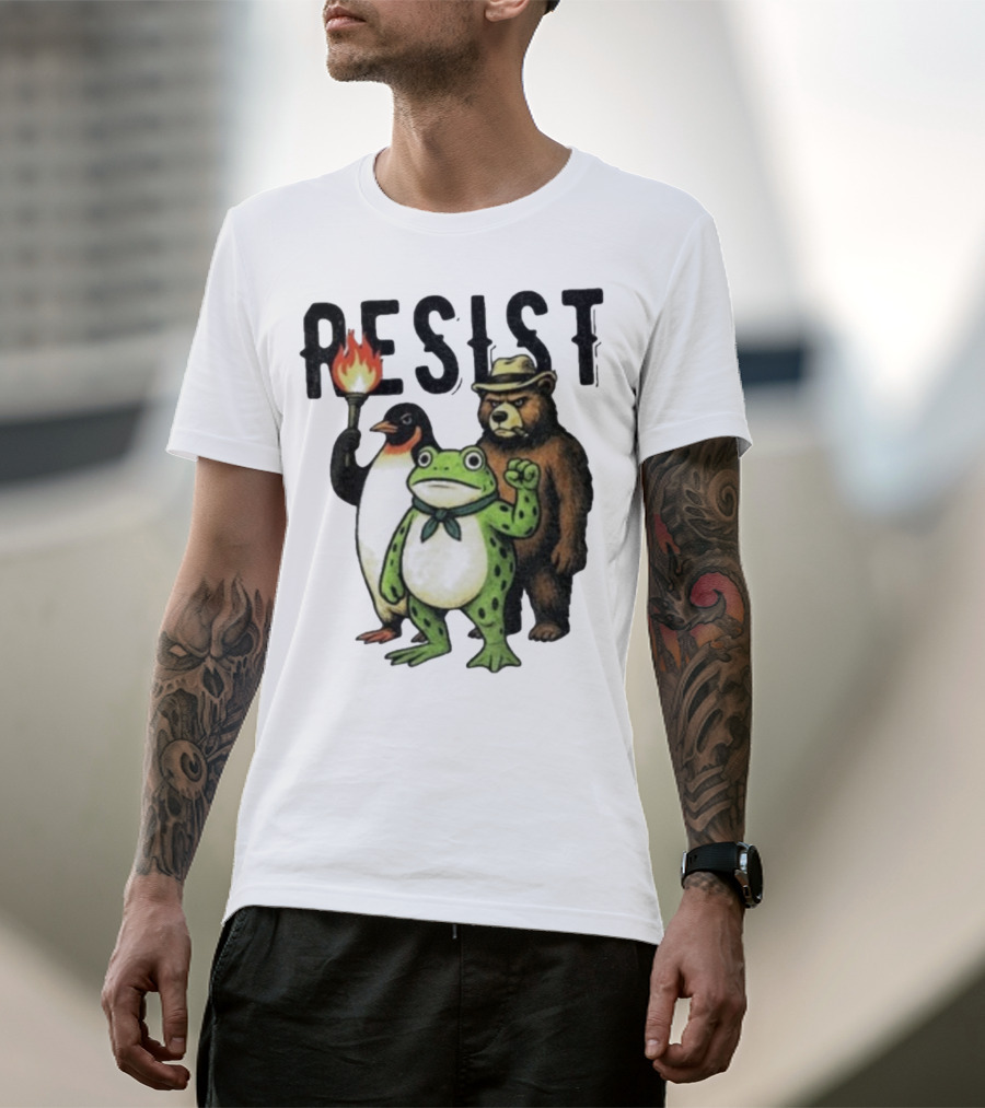 Resist Portland Frog Penguin Bear Abolish Ice T-Shirt