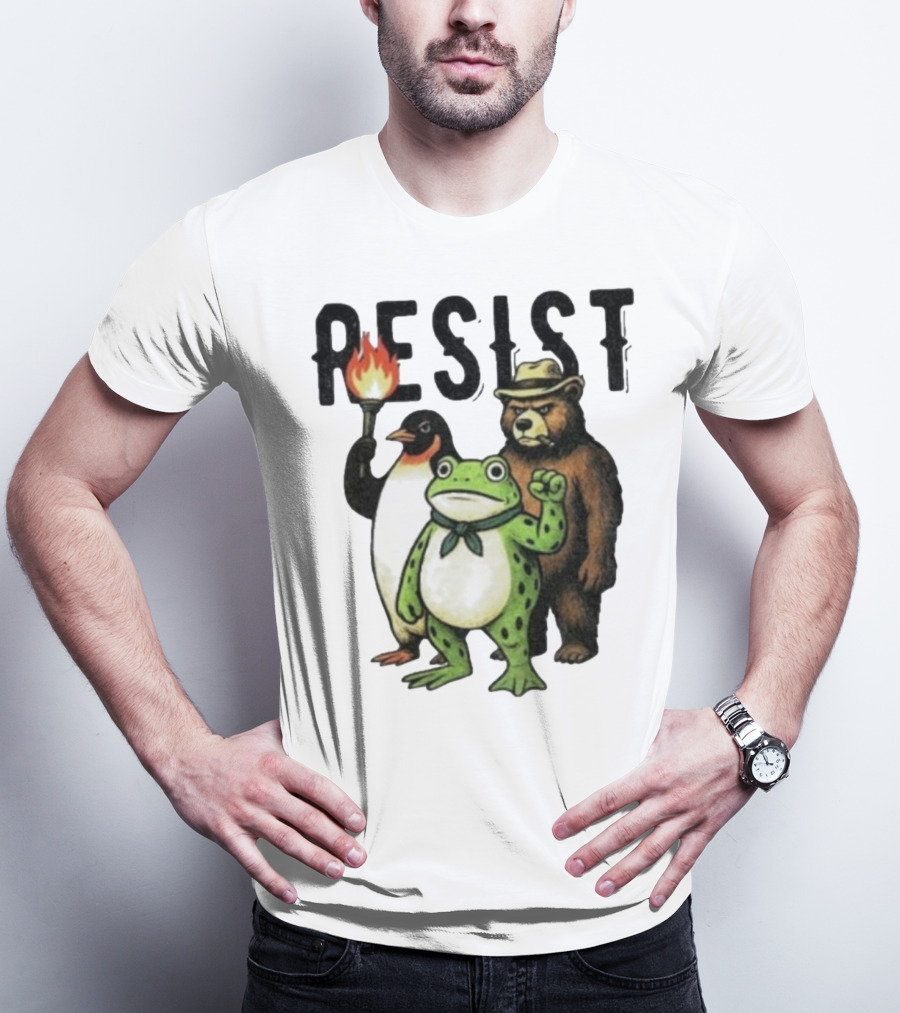 Resist Portland Frog Penguin Bear Abolish Ice T-Shirt