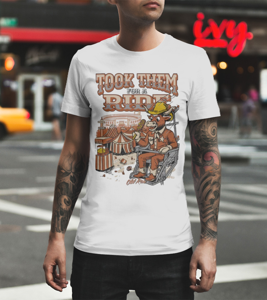 Texas Longhorns Took Them For A Ride Comic Mascot And Carnival Scene T-Shirt