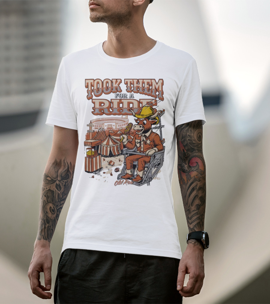 Texas Longhorns Took Them For A Ride Comic Mascot And Carnival Scene T-Shirt