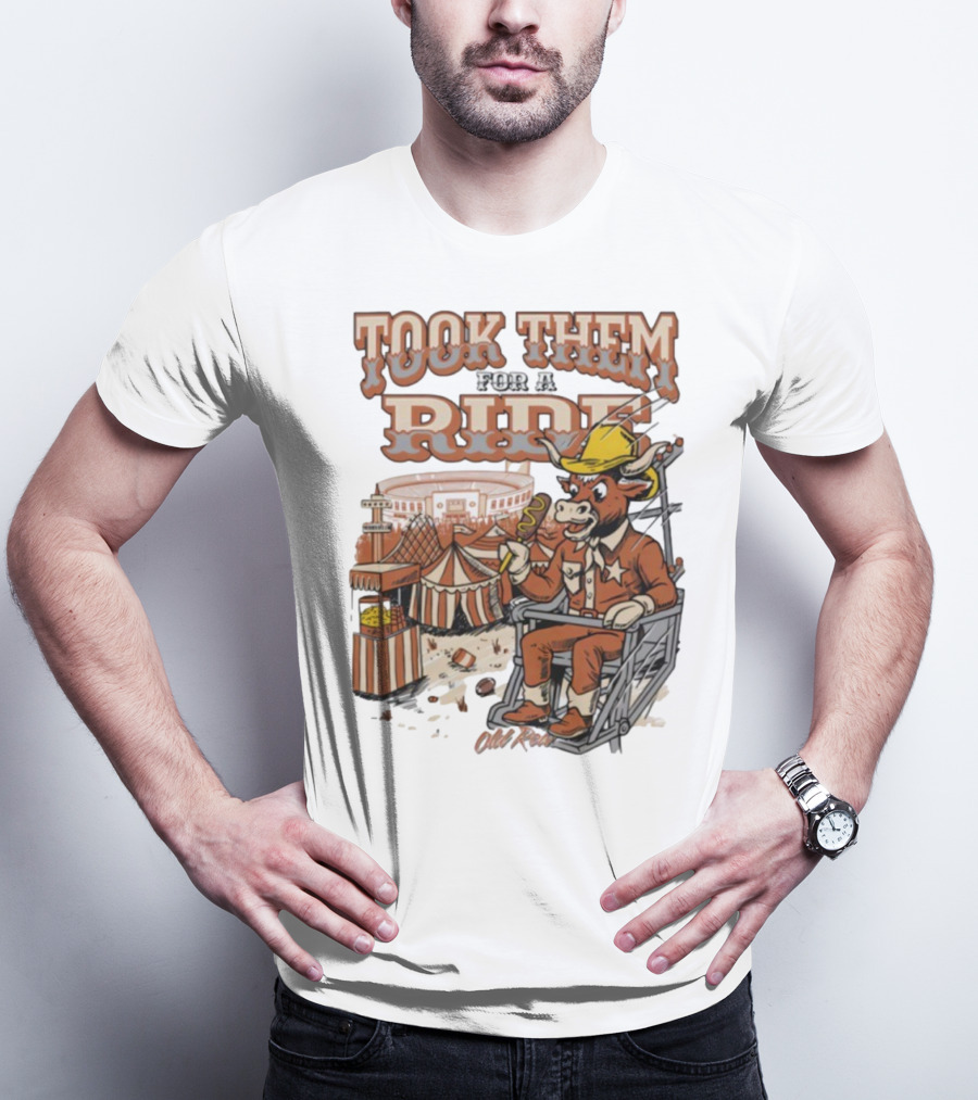 Texas Longhorns Took Them For A Ride Comic Mascot And Carnival Scene T-Shirt