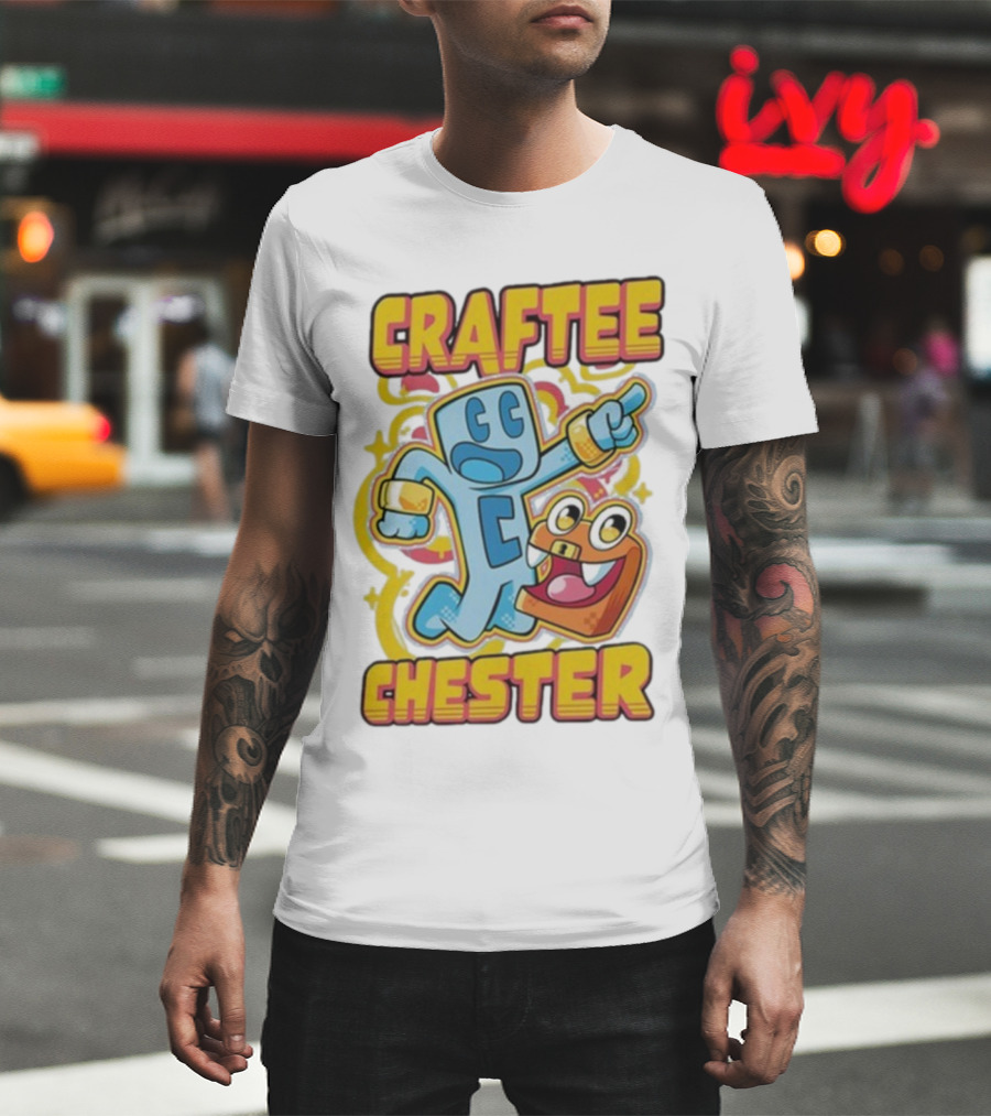Craftee Chester Cartoon Characters Adventure T-Shirt