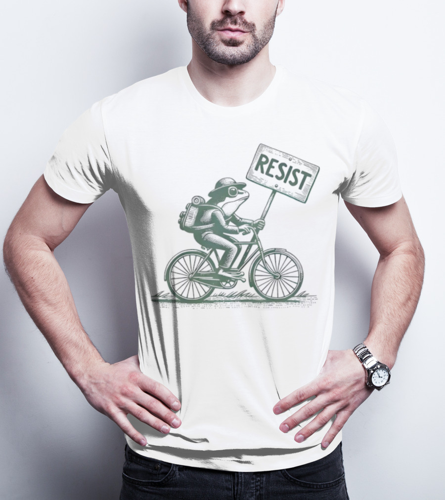 Frog On Bike Resist Portland Protest Vintage Graphic T-Shirt